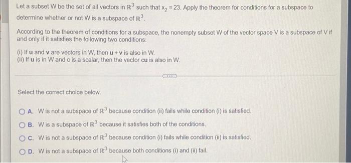 Solved Let a subset W be the set of all vectors in R such | Chegg.com