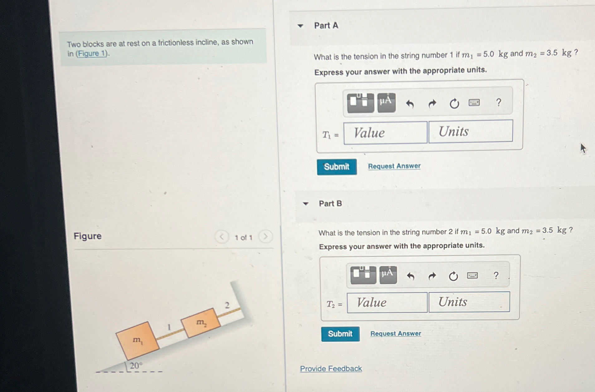 Solved Two blocks are at rest on a frictionless incline, as | Chegg.com