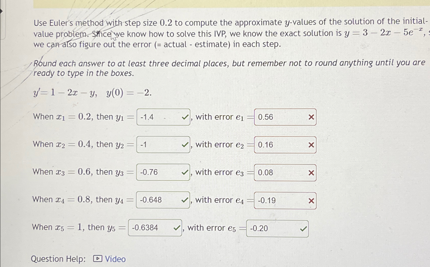 Solved Use Euler's method with step size 0.2 ﻿to compute the | Chegg.com