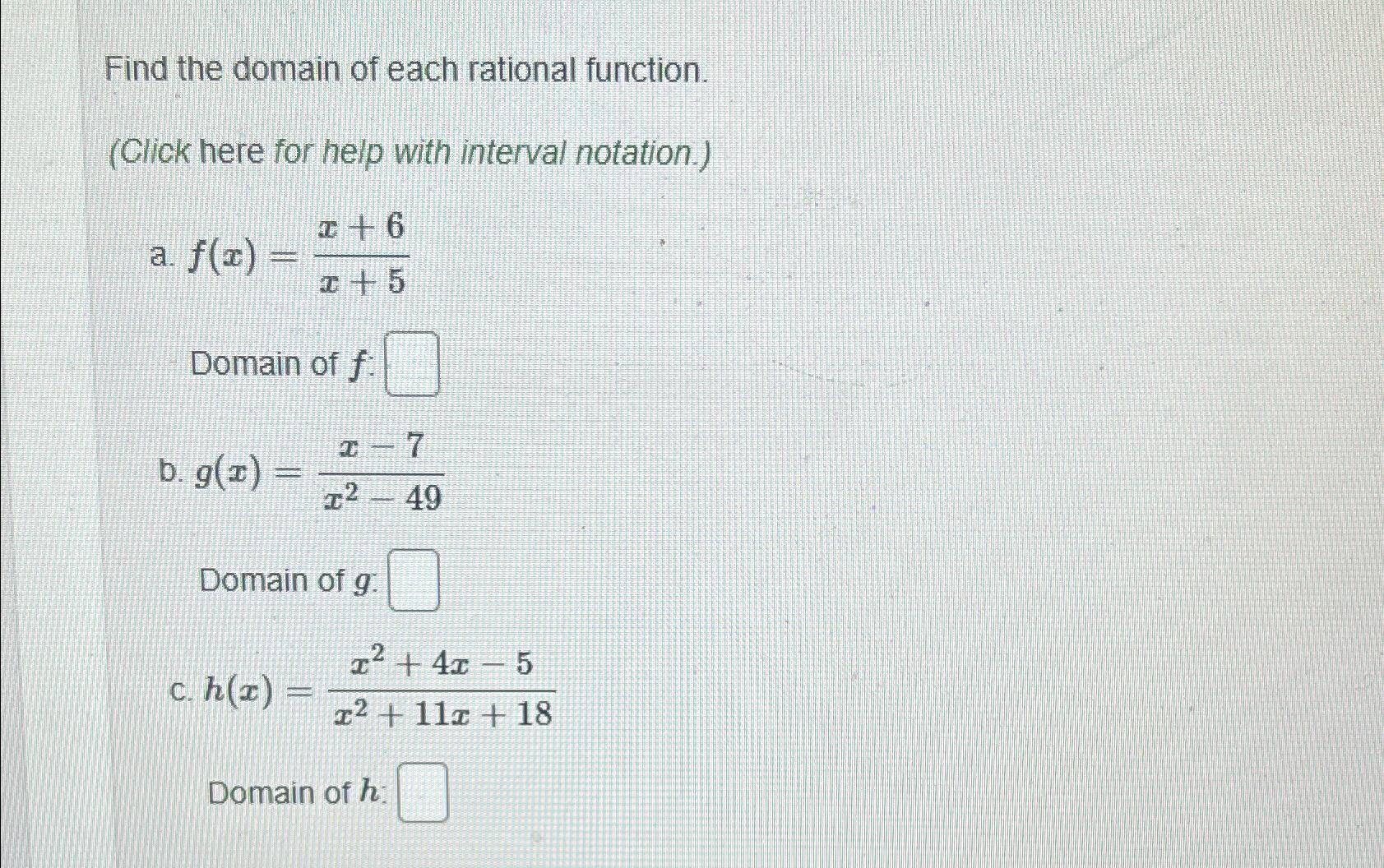 Solved Find The Domain Of Each Rational Function Click Here
