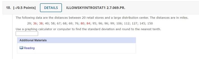 Solved 18. [-10.5 Points) DETAILS ILLOWSKYINTROSTAT1 | Chegg.com