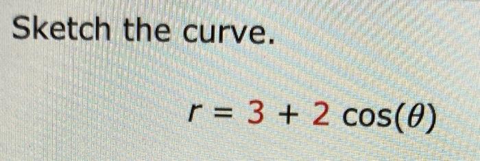 Solved Sketch the curve. r = 3 + 2 cos(0) | Chegg.com
