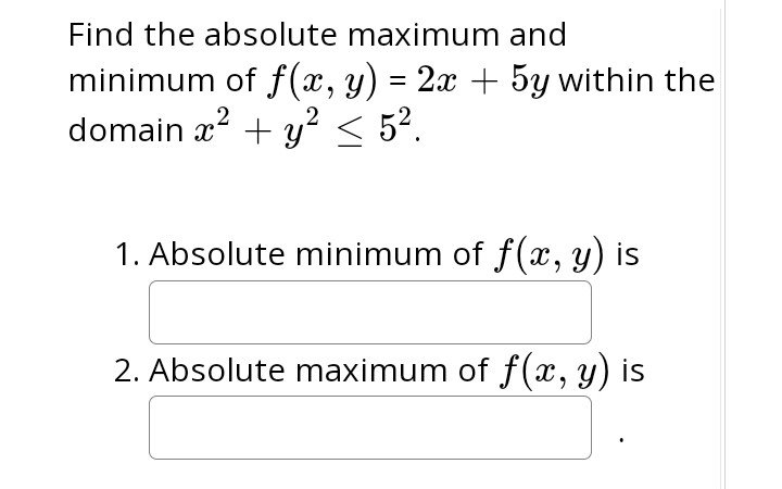 q7 ﻿Find the absolute maximum and minimum of | Chegg.com