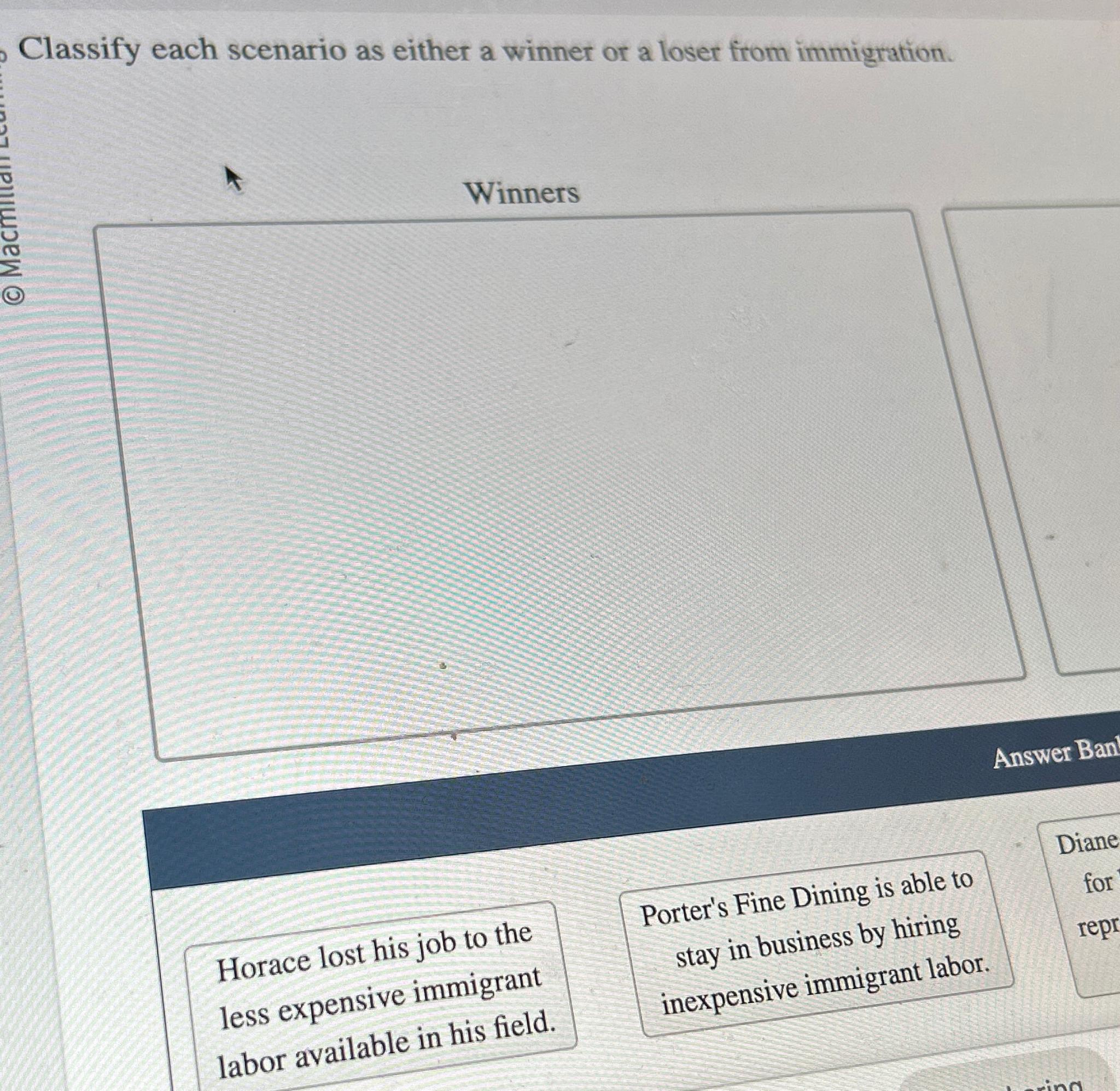 Solved Classify each scenario as either a winner or a loser | Chegg.com
