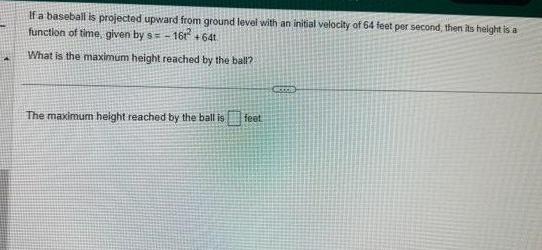 Solved If a baseball is projected upward from ground level | Chegg.com