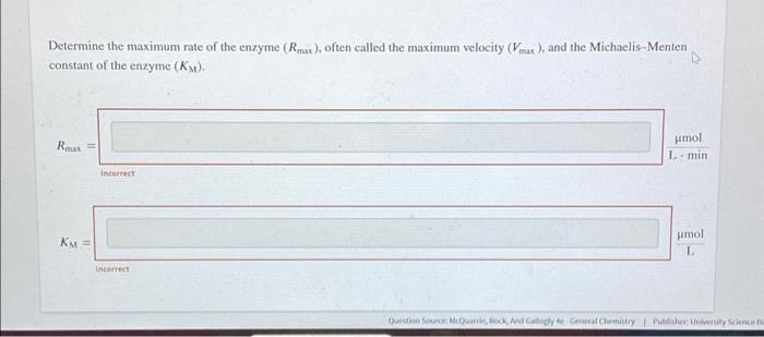 Determine the maximum rate of the enzyme (Rmax), | Chegg.com