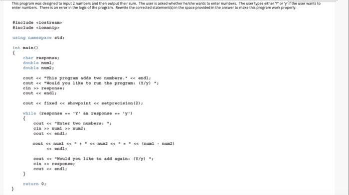 Solved This program was designed to input 2 numbers and then | Chegg.com