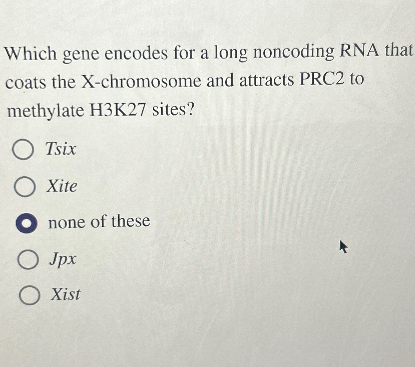 Solved Which gene encodes for a long noncoding RNA that | Chegg.com