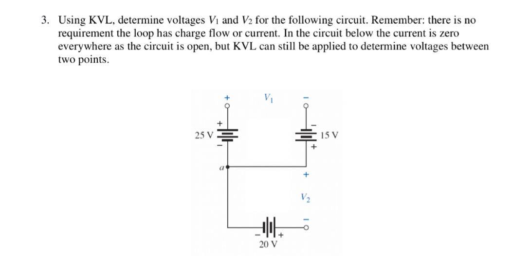 Solved Using KVL, ﻿determine voltages V1 ﻿and V2 ﻿for the | Chegg.com