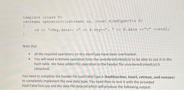 Implement a hash table type that provides the | Chegg.com
