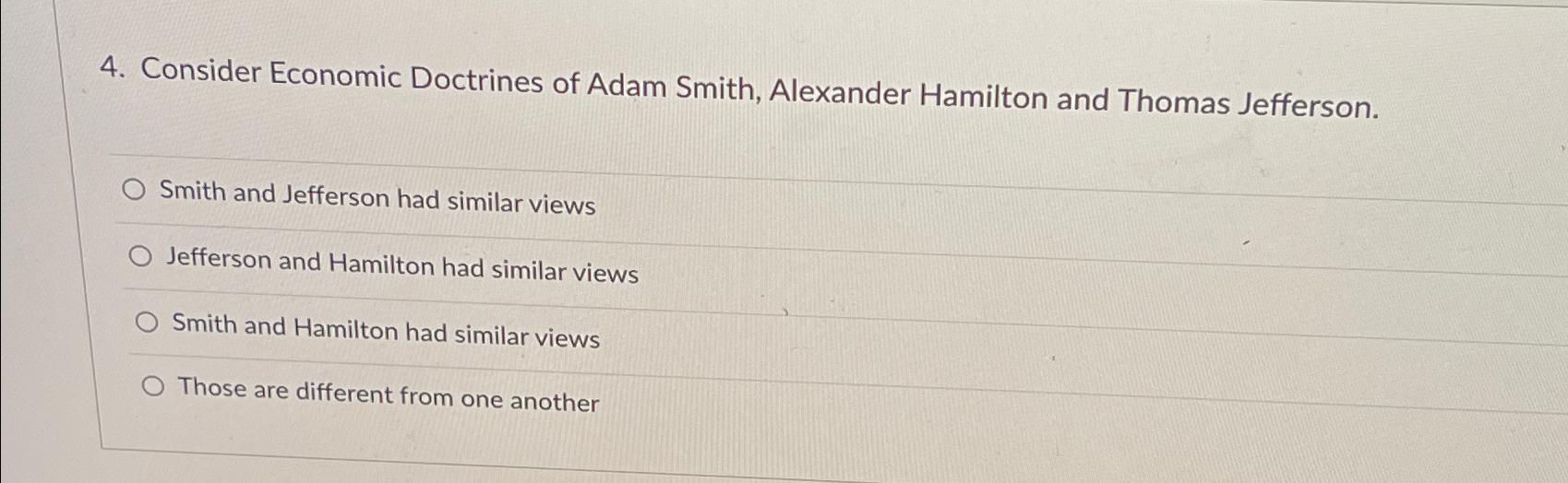 Solved Consider Economic Doctrines of Adam Smith, Alexander | Chegg.com