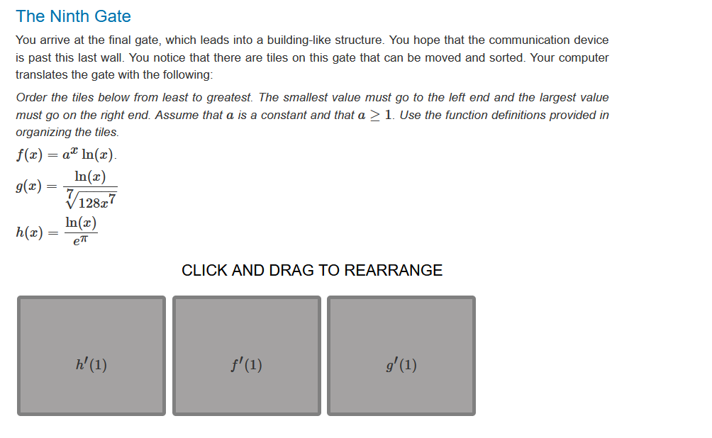 Solved The Ninth GateYou arrive at the final gate, which | Chegg.com