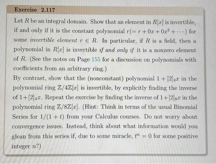 Solved Let R be an integral domain. Show that an element in | Chegg.com