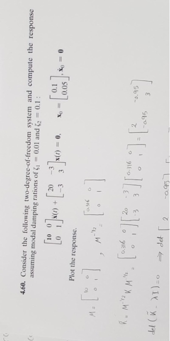 4.60. Consider the following two-degree-of-freedom | Chegg.com