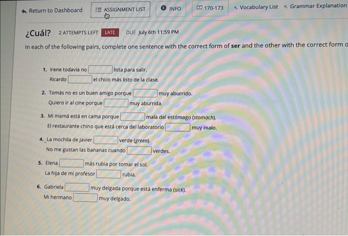 In each of the following pairs, complete one sentence | Chegg.com