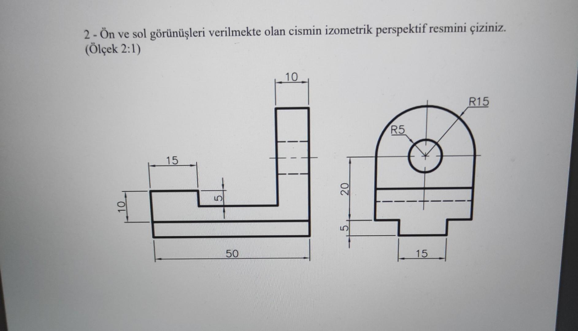 Draw an isometric perspective picture of the object | Chegg.com