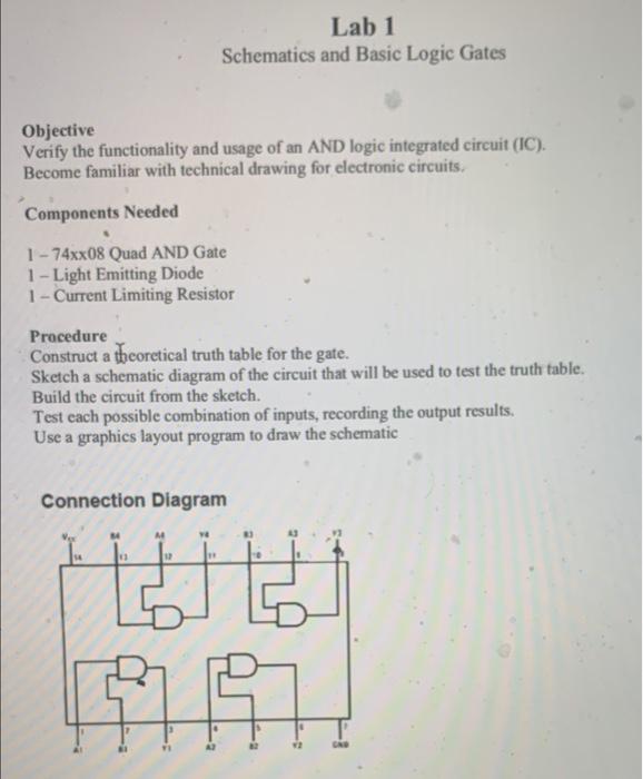 Solved Lab 1 Schematics and Basic Logic Gates Objective | Chegg.com