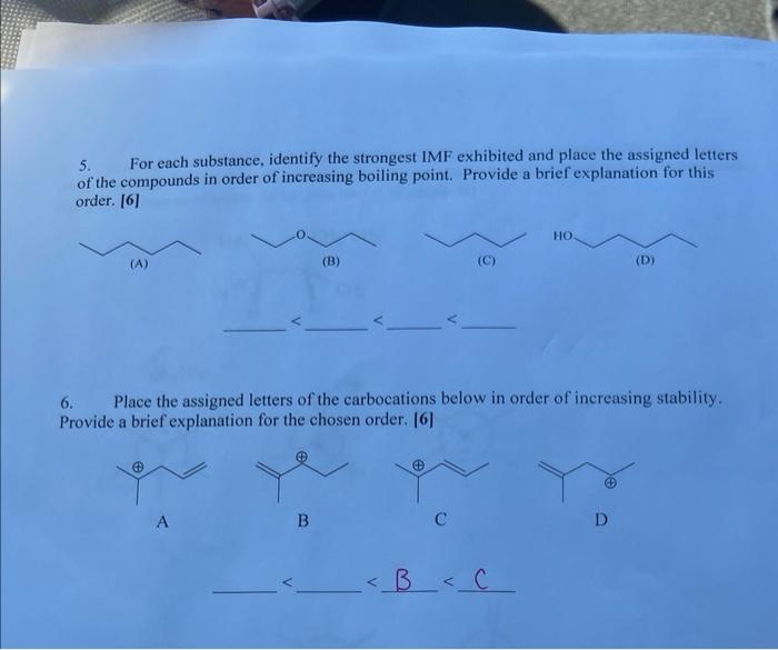 Solved 5. For each substance, identify the strongest IMF | Chegg.com