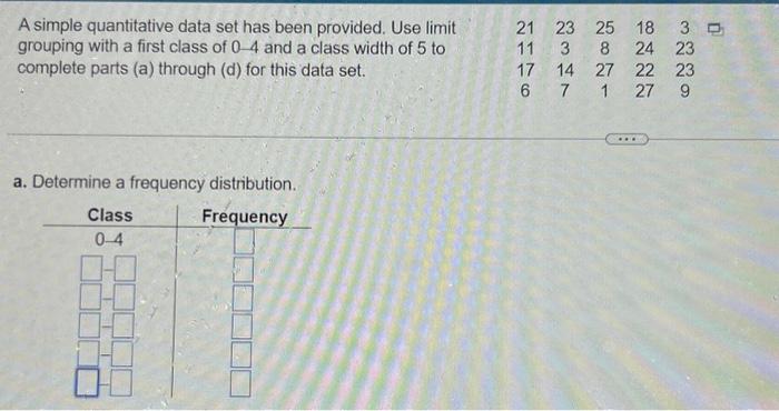 Solved A simple quantitative data set has been provided. Use | Chegg.com
