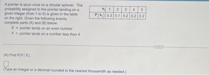 Solved A pointer is spun once on a circular spinner. The | Chegg.com