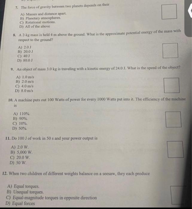 Solved 7. The force of gravity between two planets depends | Chegg.com