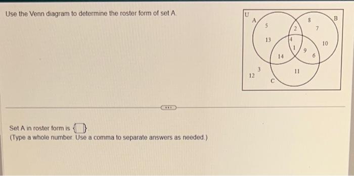 Solved Use the Venn diagram to determine the roster form of | Chegg.com