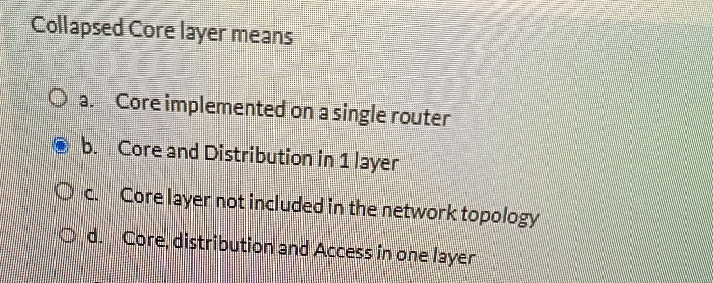 Solved Collapsed Core layer meansa. ﻿Core implemented on a | Chegg.com