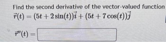 Solved Find the second derivative of the vector-valued | Chegg.com