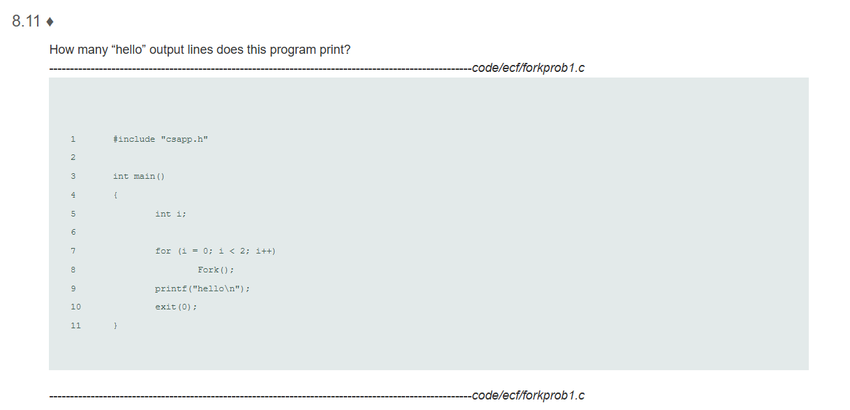 Solved How many "hello" output lines does this program | Chegg.com