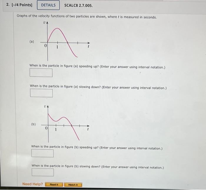 Solved Graphs of the velocity functions of two particles are | Chegg.com