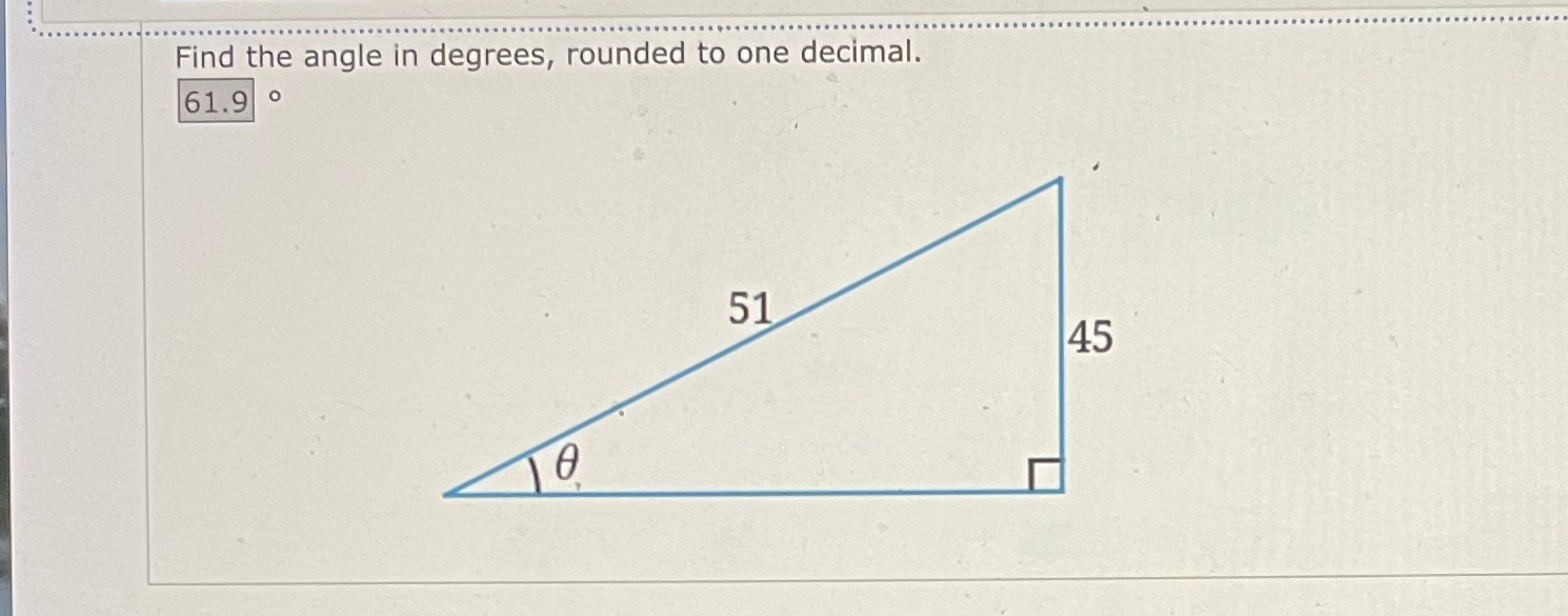 Solved Find the angle in degrees, rounded to one | Chegg.com