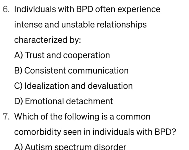 Solved Individuals with BPD often experience intense and | Chegg.com
