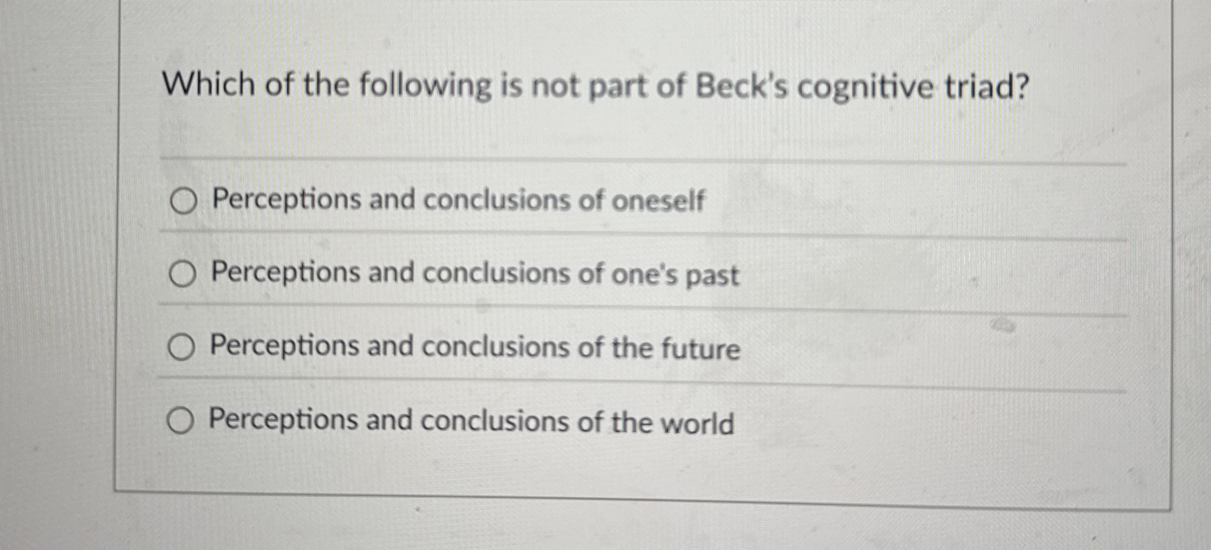 Solved Which of the following is not part of Beck's | Chegg.com