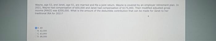 Solved Wayne, age 53, and lanet, age 51, are married and | Chegg.com