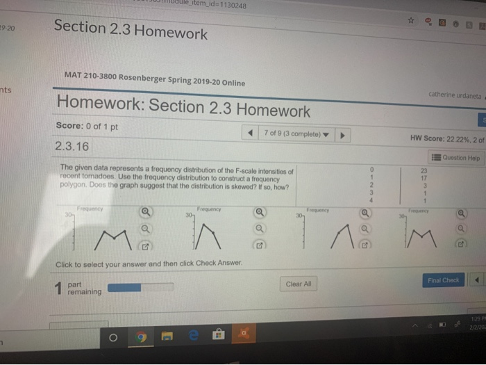 Solved ure_item_id=1130248 Section 2.3 Homework MAT 210-3800 | Chegg.com