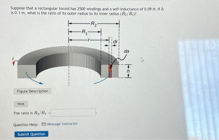 Solved Suppose that a rectangular toroid has 2500 windings | Chegg.com