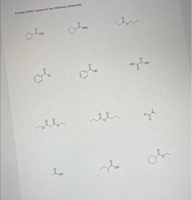 Solved Provide IUPAC names for the following compounds | Chegg.com