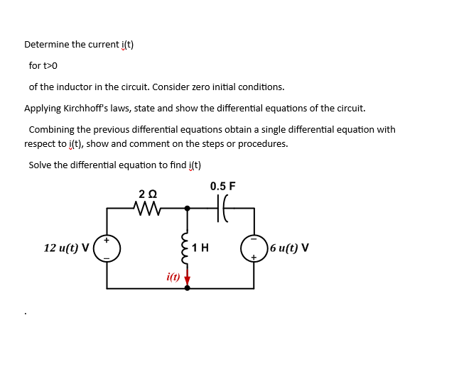 Determine the current i(t)for t>0of the inductor in | Chegg.com