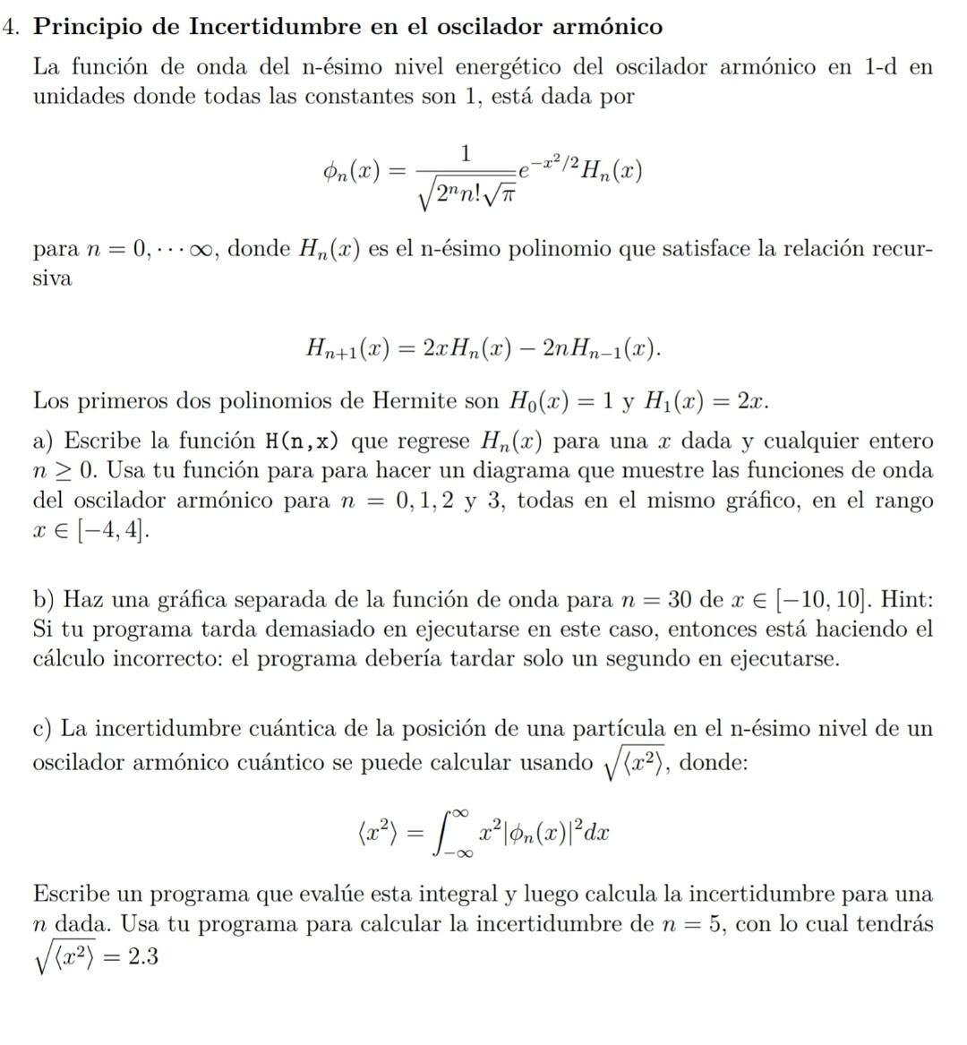 Principio de Incertidumbre en el oscilador armónico | Chegg.com