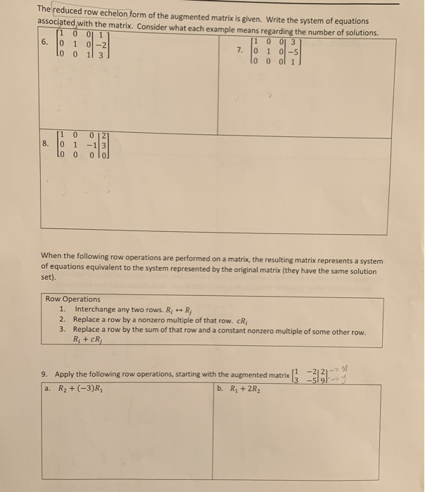 Solved The reduced row echelon form of the augmented matrix | Chegg.com