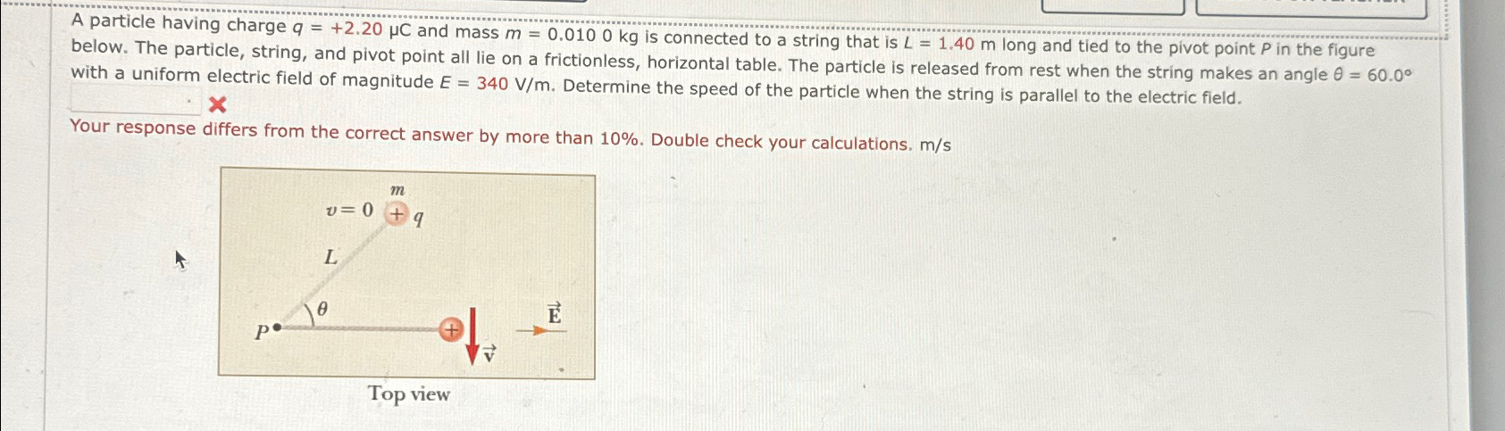 Solved A particle having charge q=+2.20\\\\mu C and mass | Chegg.com