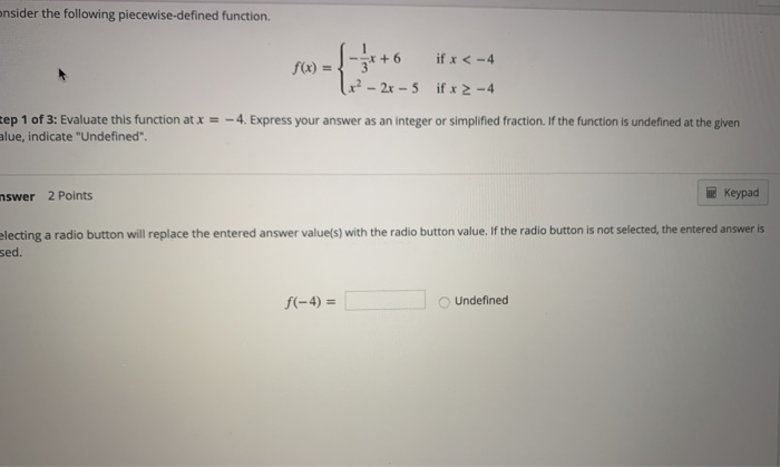 Solved onsider the following piecewise-defined function. | Chegg.com