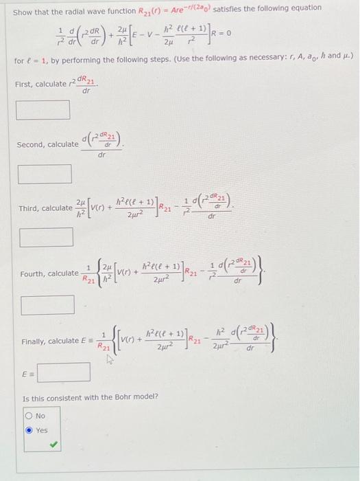 Solved Show that the radial wave function R2,(0) - | Chegg.com