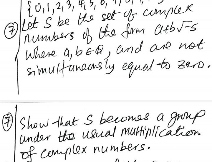 Solved {0,1,2,3,4,5,0, Let S be the set of cimplex numbers | Chegg.com