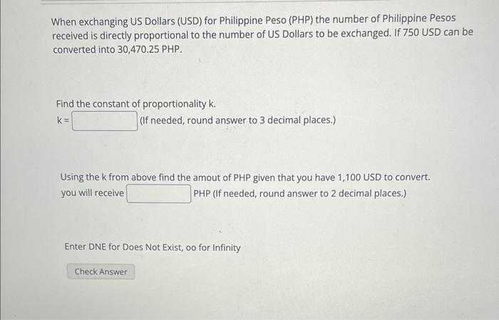Solved When exchanging US Dollars (USD) for Philippine Peso | Chegg.com