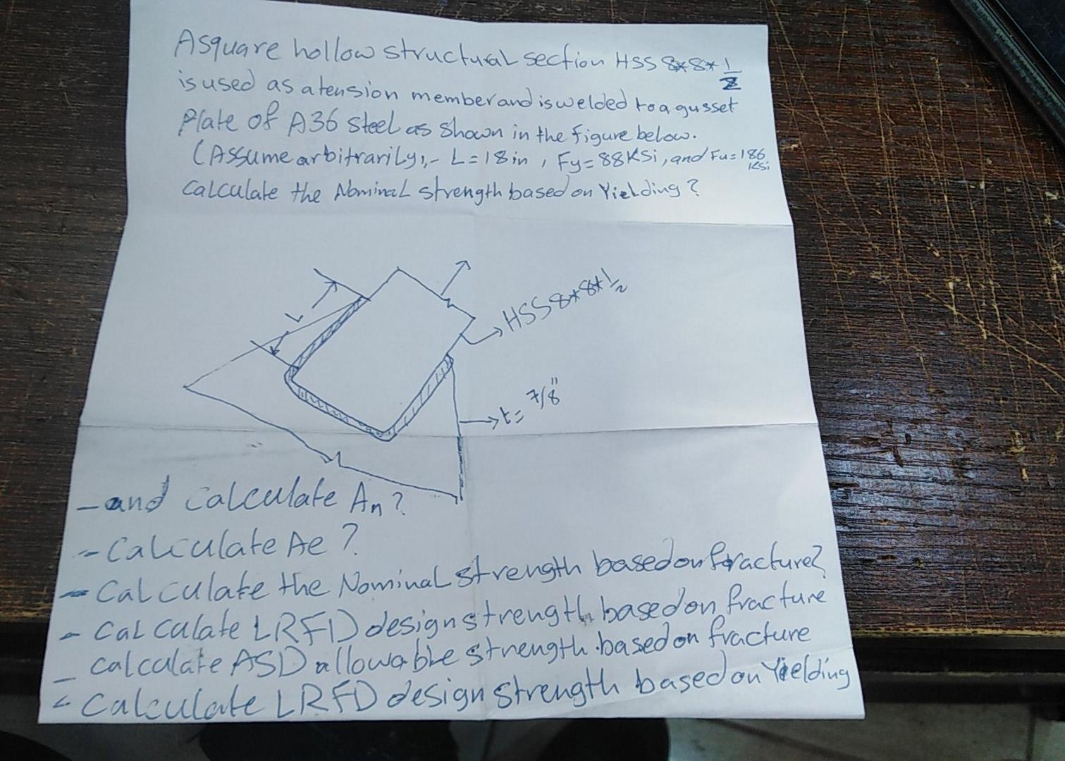 Solved 2 Asquare hollow structural section HSS 8x8* 1 is | Chegg.com