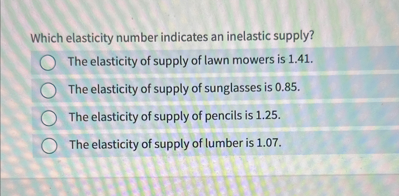 Solved Which elasticity number indicates an inelastic | Chegg.com