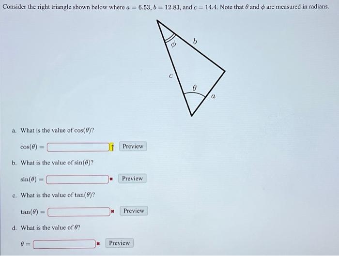 Solved Consider the right triangle shown below where | Chegg.com