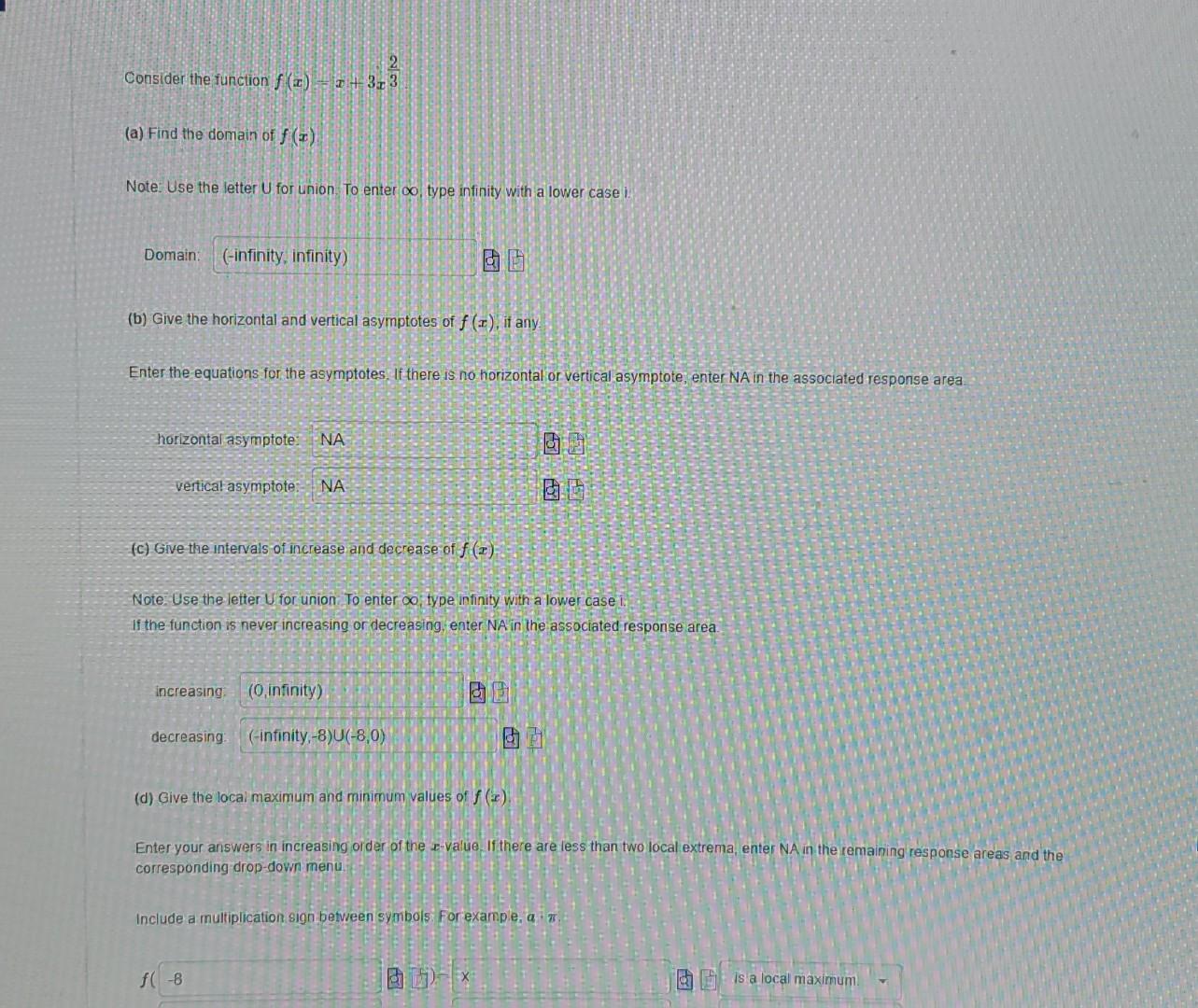 Solved Consider The Function F x x 3x3 a Find The Domain Chegg