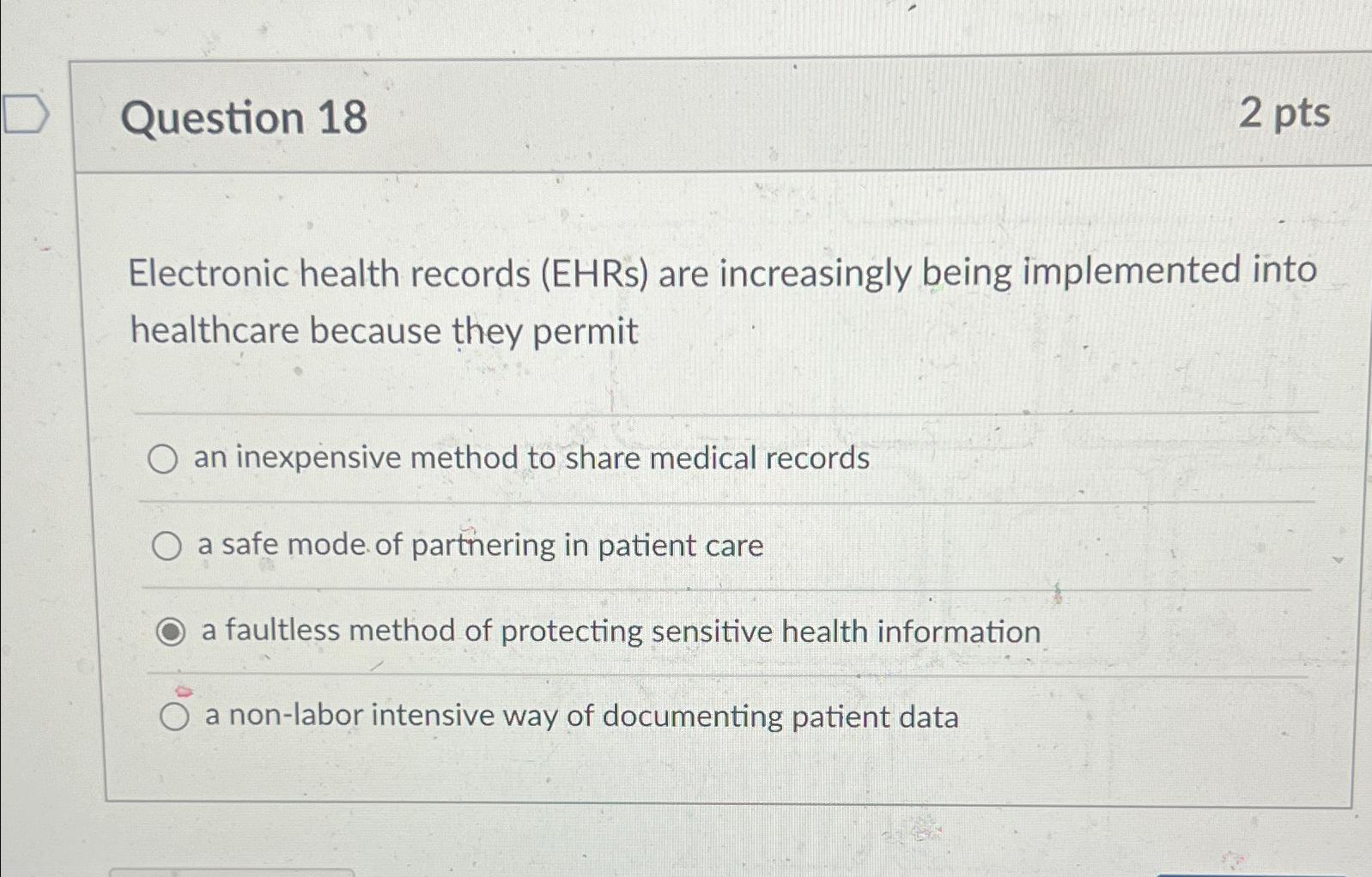 Solved Question 182 ﻿ptsElectronic health records (EHRs) | Chegg.com